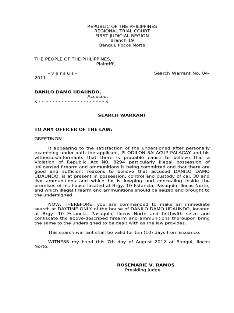 Search Warrant | PDF
