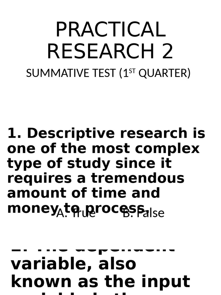 PR2 Summative Test PPT | PDF | Hypothesis | Null Hypothesis