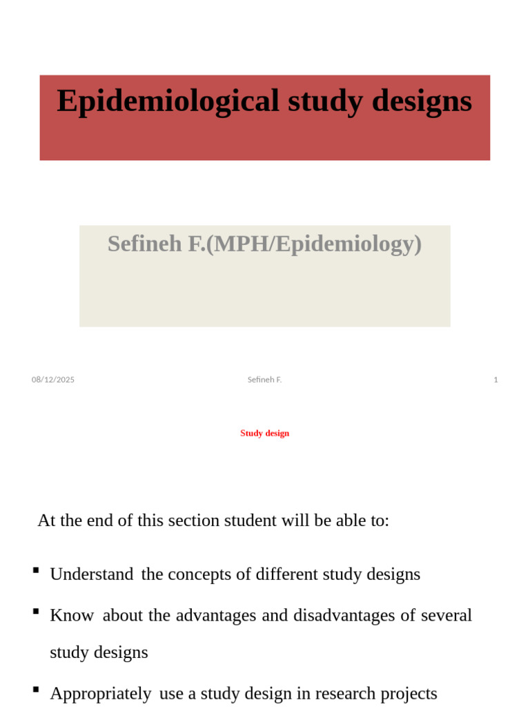 Epidemiologic Study Designs | PDF | Cohort Study | Experiment