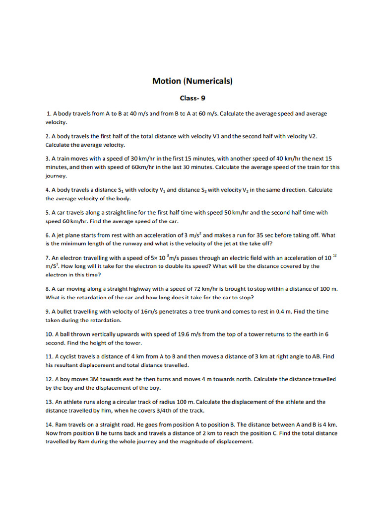9 Physics Motion | PDF