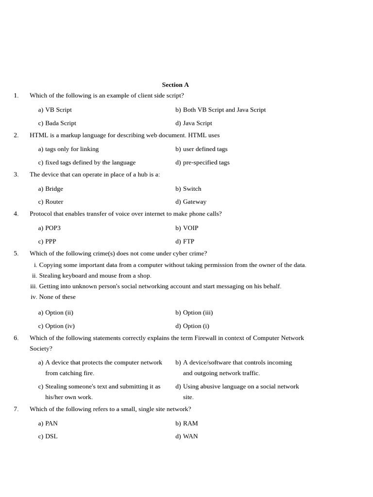 Worksheet Computer (Half Yearly) | PDF | Computer Network | Databases