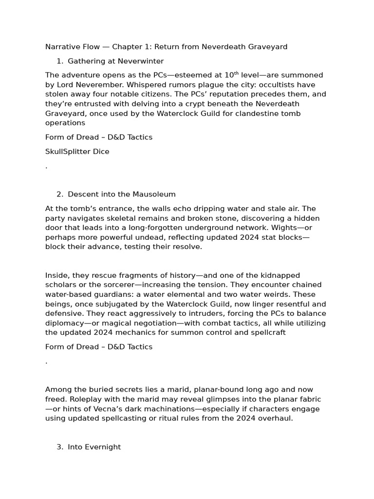 Eve of Vecna Chapter 1 | PDF