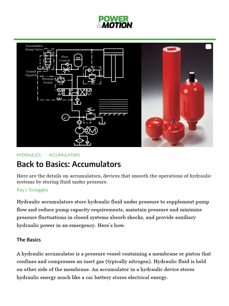 Back To Basics - Accumulators - Power & Motion | PDF | Pump ...
