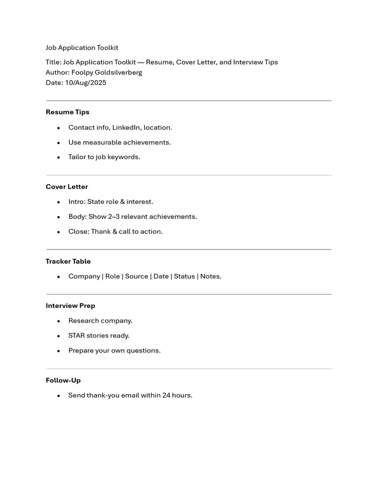 Job Application Toolkit | PDF