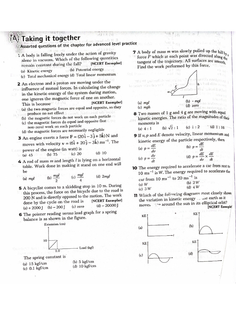 Work Energy Practice Questions With Answers Key | PDF