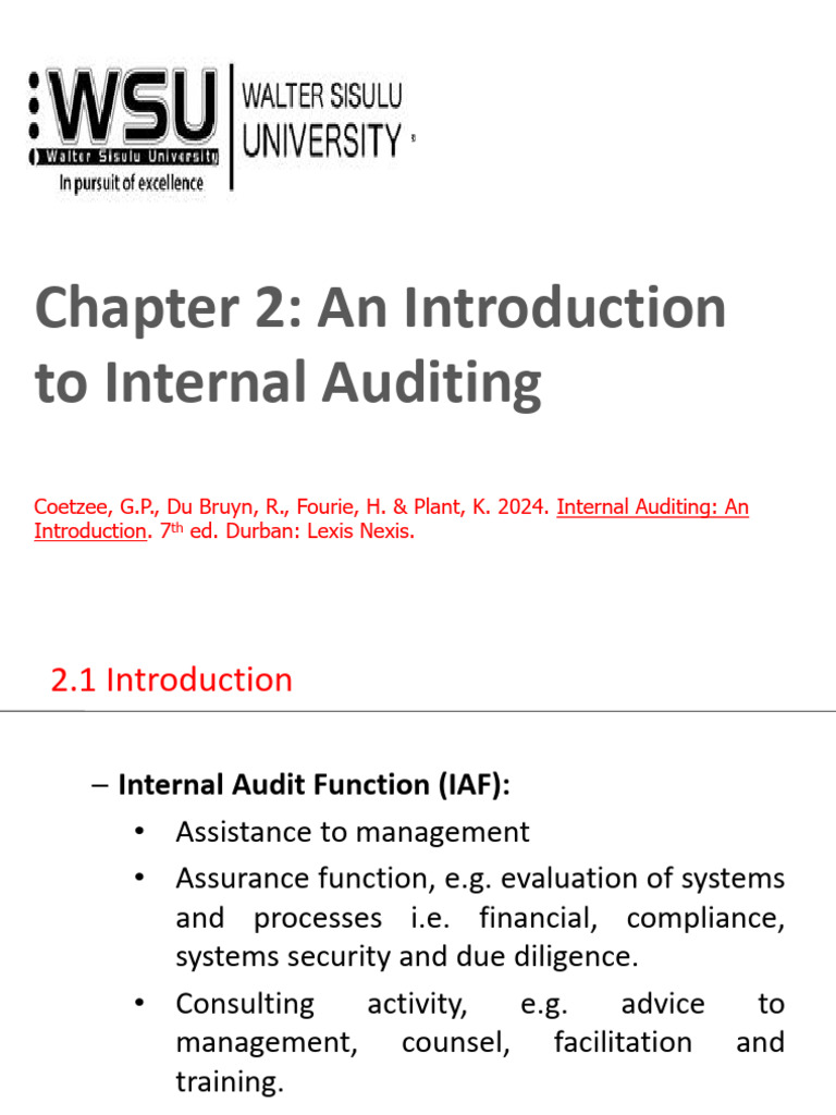 Chapter 2 an Introduction to Internal Auditing | PDF | Internal Audit | Audit