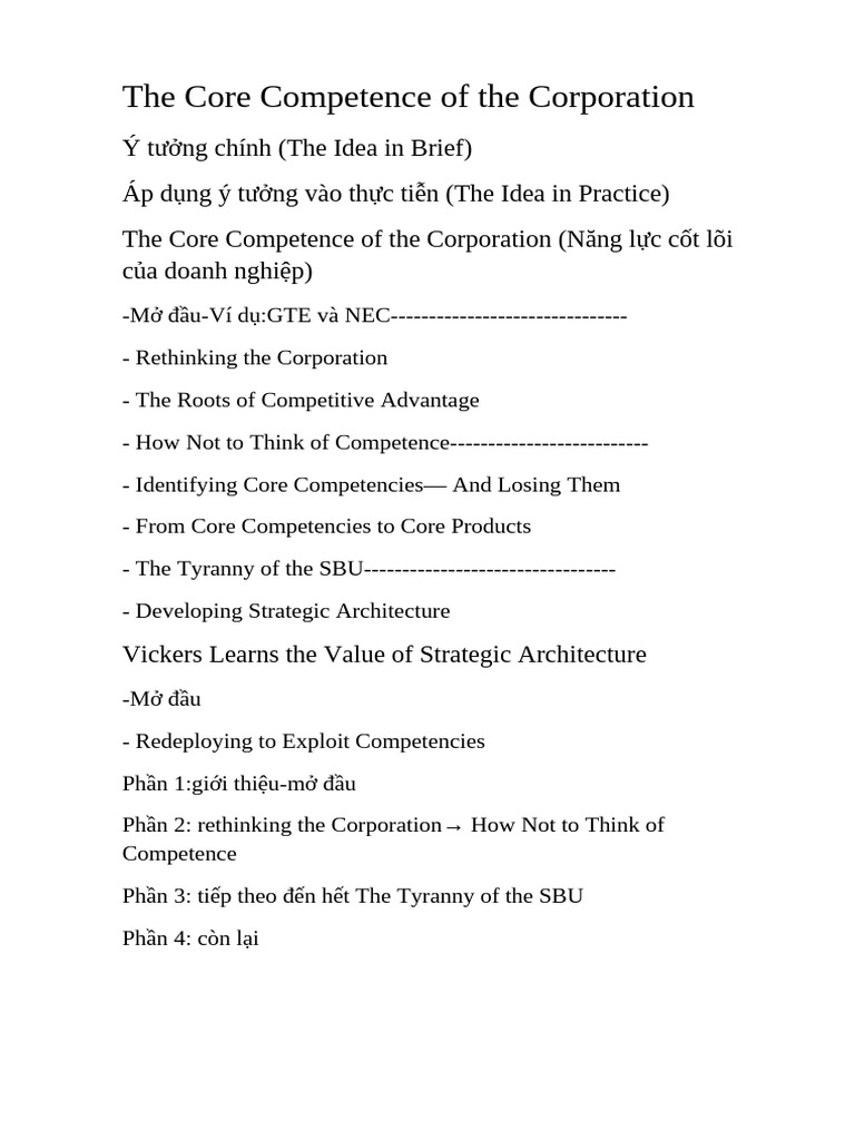 The Core Competence of The Corporation | PDF