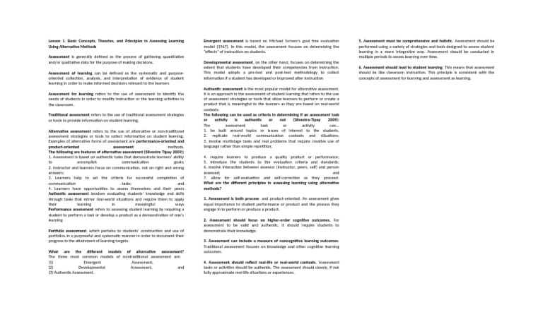 Lesson 1 Assessment Prelim Coverage | PDF | Educational Assessment | Learning