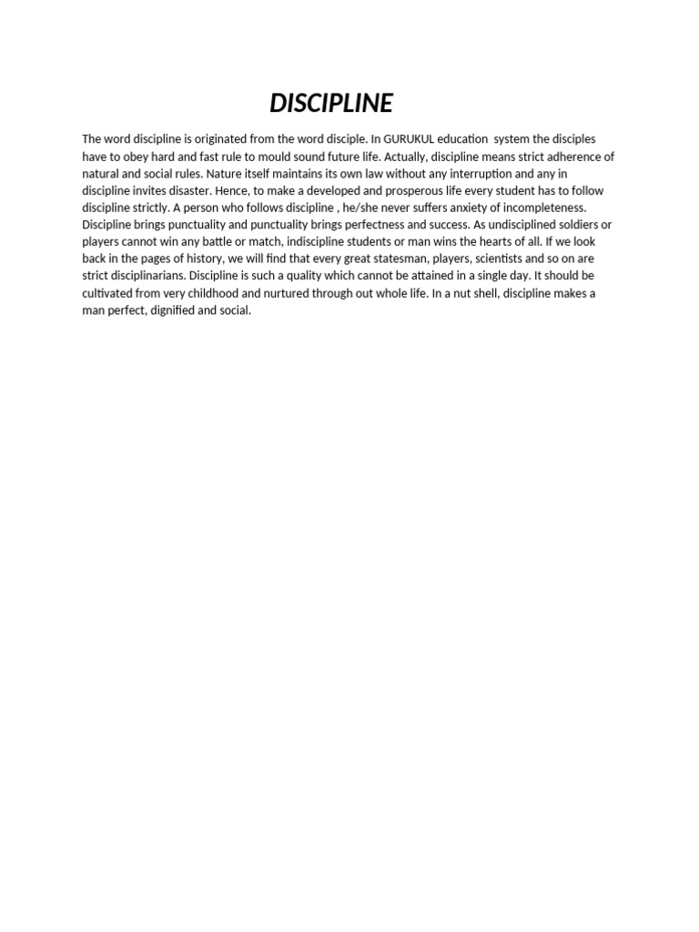 Importance of Discipline in Education | PDF