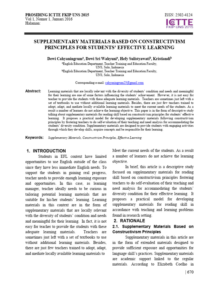 EN Supplementary Materials Based On Constru | PDF | Constructivism ...