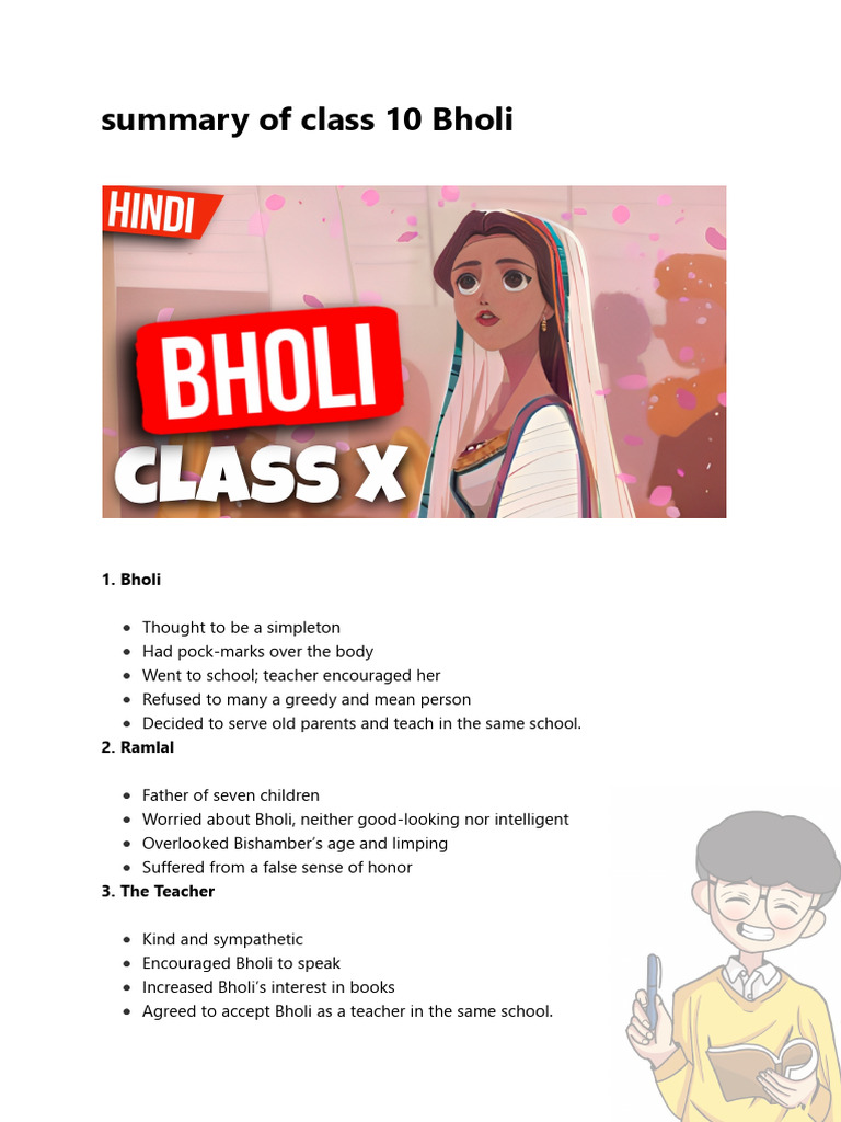 Bholi: A Class 10 Summary | PDF | Marriage | Stuttering