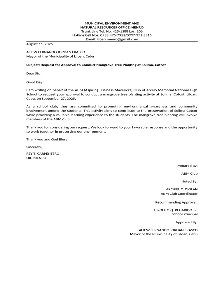 Approval Request for Mangrove Planting | PDF