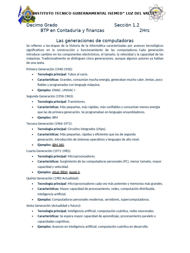 Generaciones de La PC, Hardware | PDF | Hardware de la computadora ...