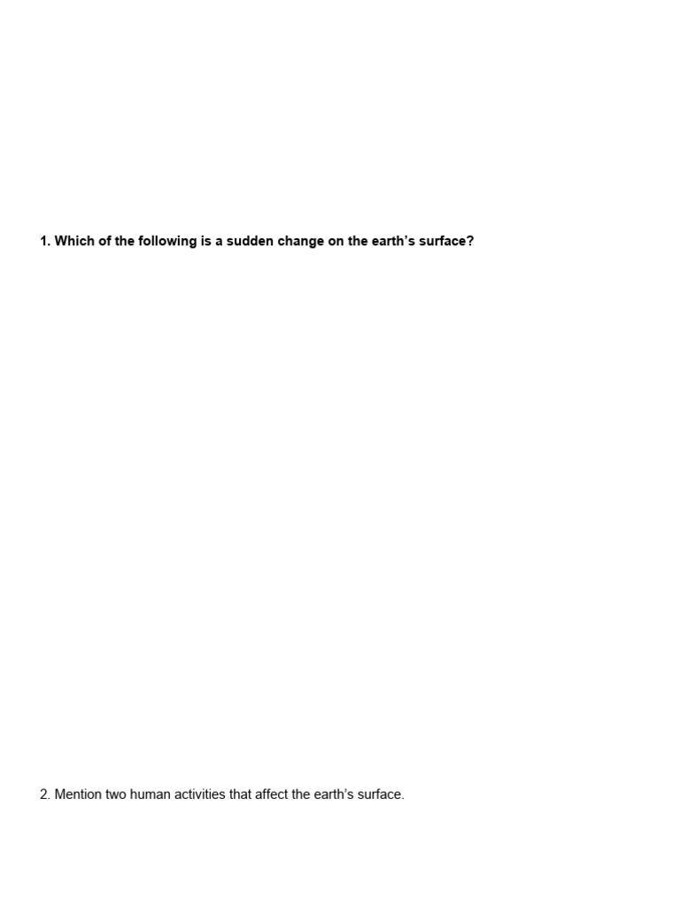 Earth Changes Worksheet for Students | PDF