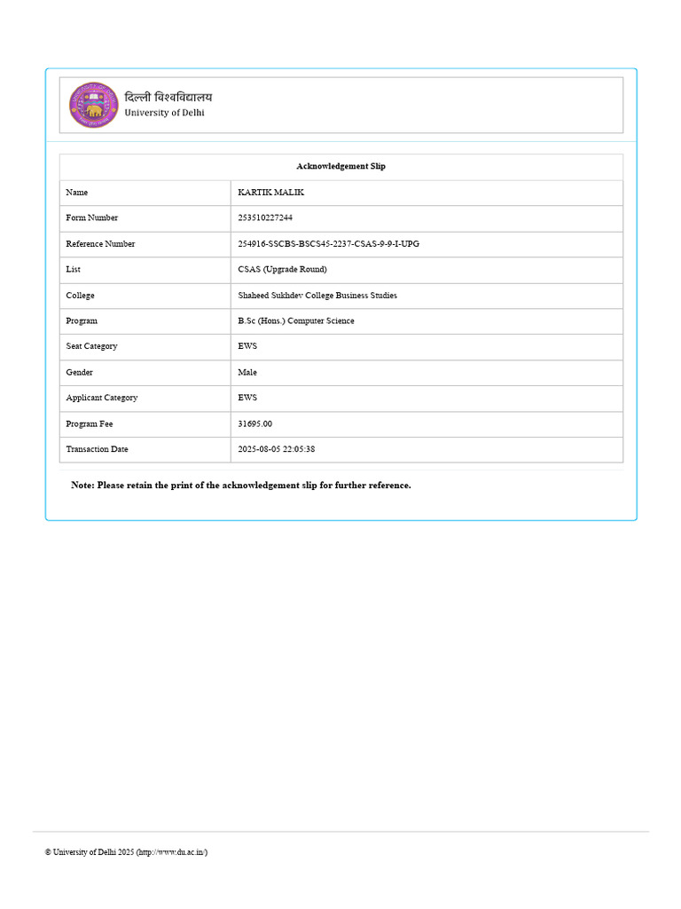 University of Delhi Sukhdev | PDF