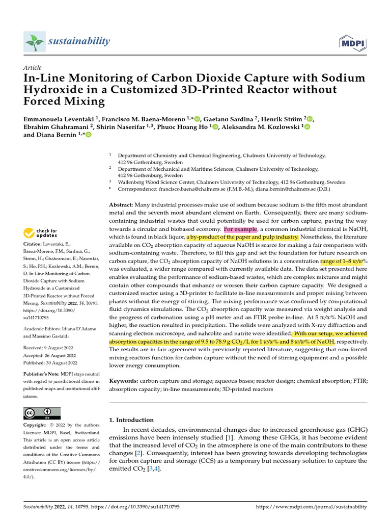 CO2 Capture Efficiency of NaOH Solutions | PDF | Sodium Hydroxide ...