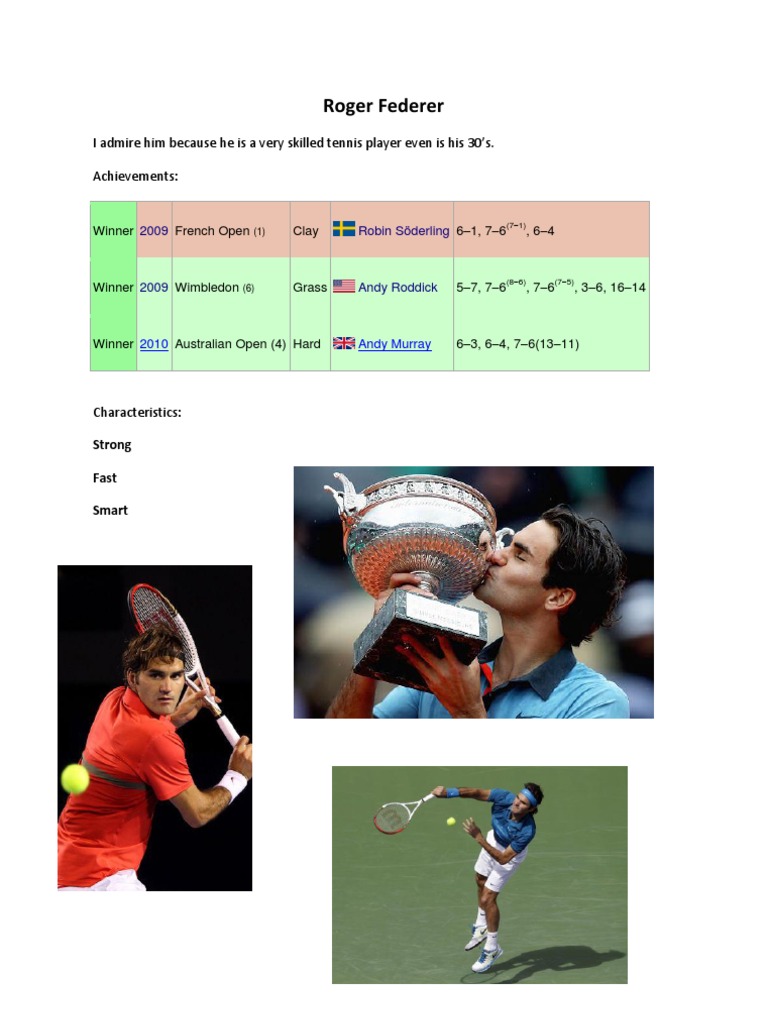 Roger Federer: Tennis Achievements & Skills | PDF