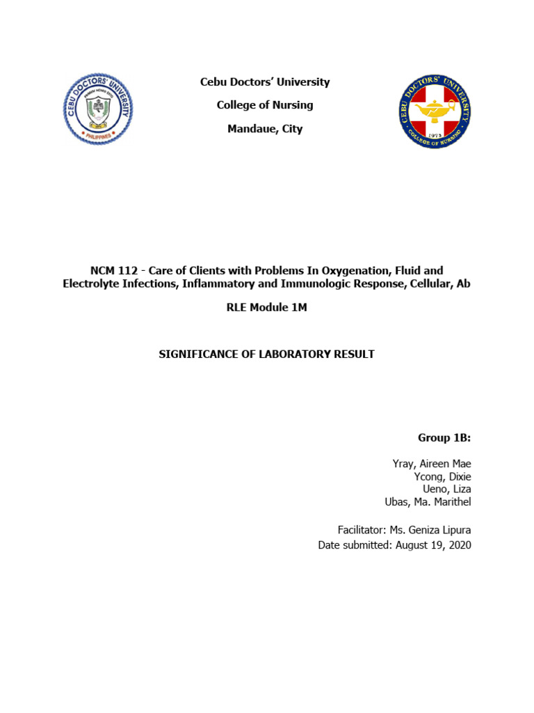 Significance of Laboratory Result | PDF | Anemia | White Blood Cell