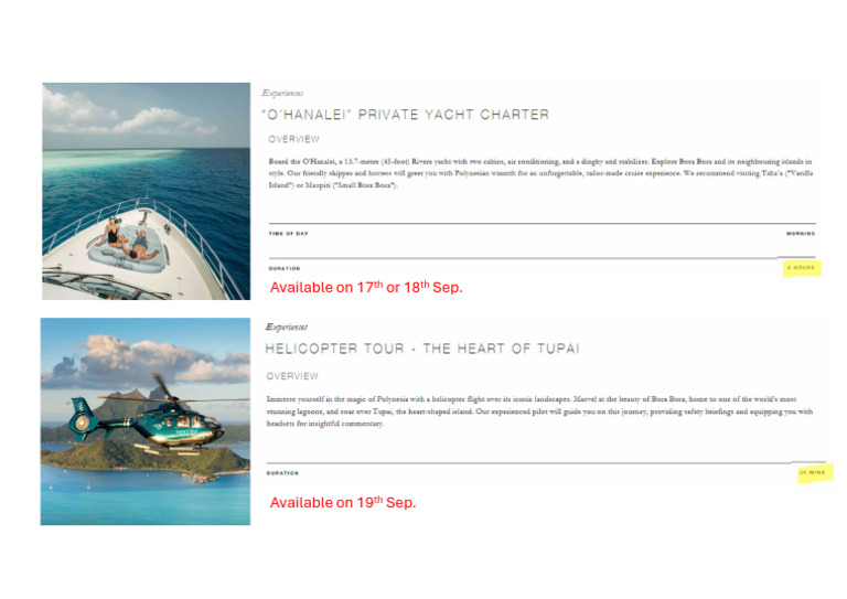 Other Options For Bora Bora Activities | PDF