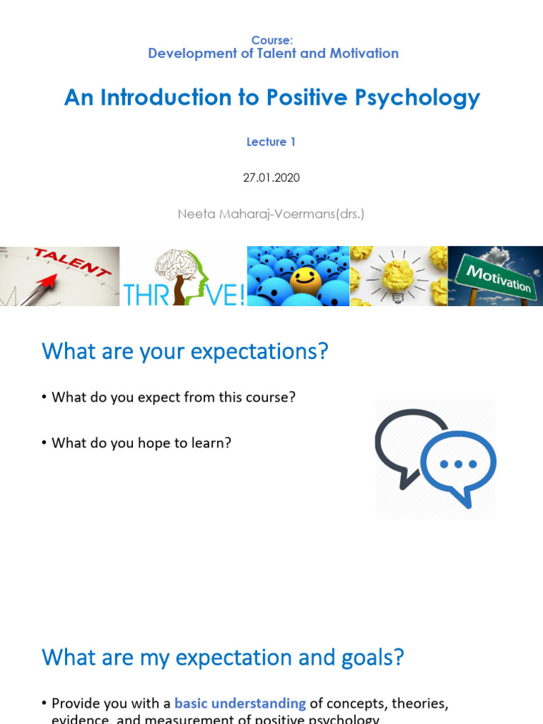 Lecture 1 - Introduction To Positive Psychology | PDF | Positive ...