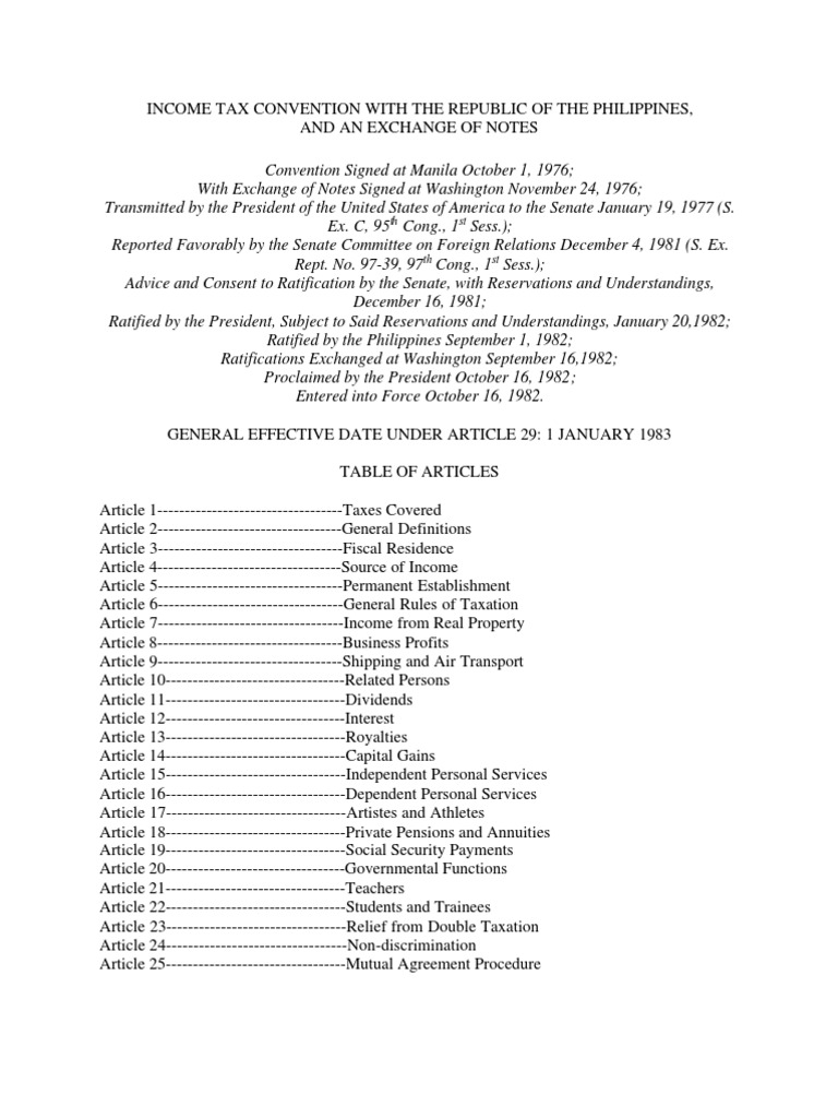 Philippines Tax Treaty | PDF