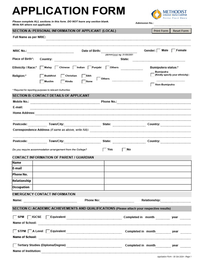 MCKL Application Form 2025 - 30 Oct 2024 | PDF