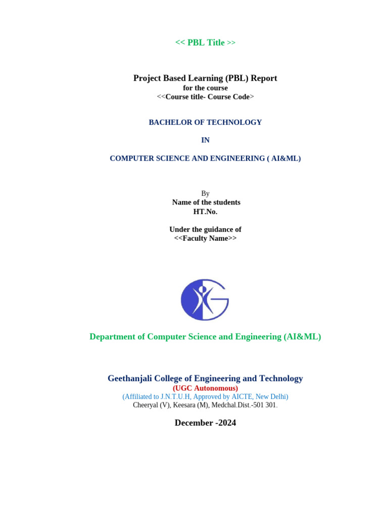 PBL_ Document_format 2024 AIML | PDF