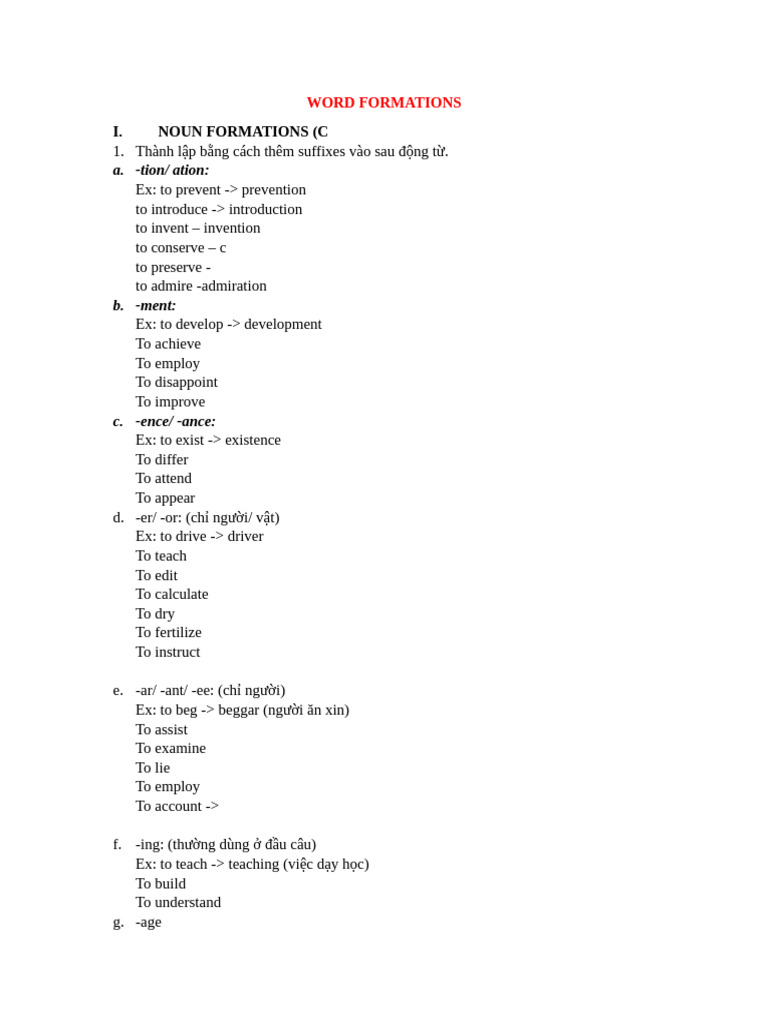 Word Formations | PDF