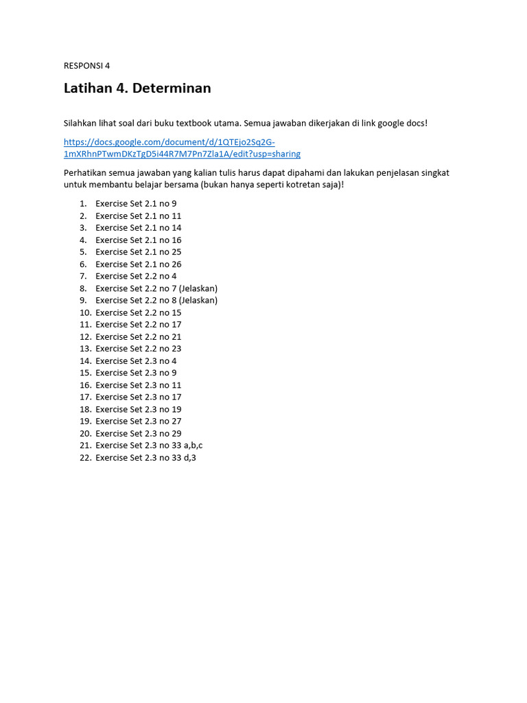 Aljabar Matriks - Determinan | PDF