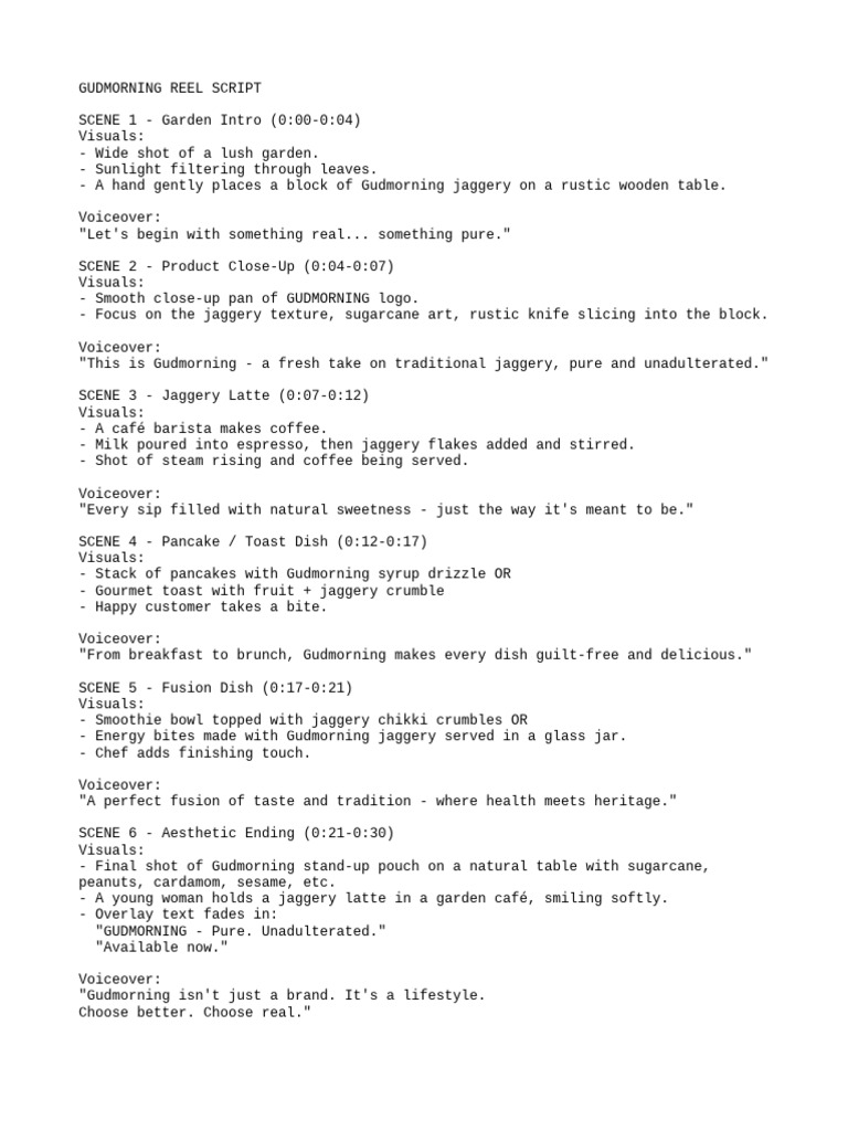 Gudmorning Reel Script | PDF