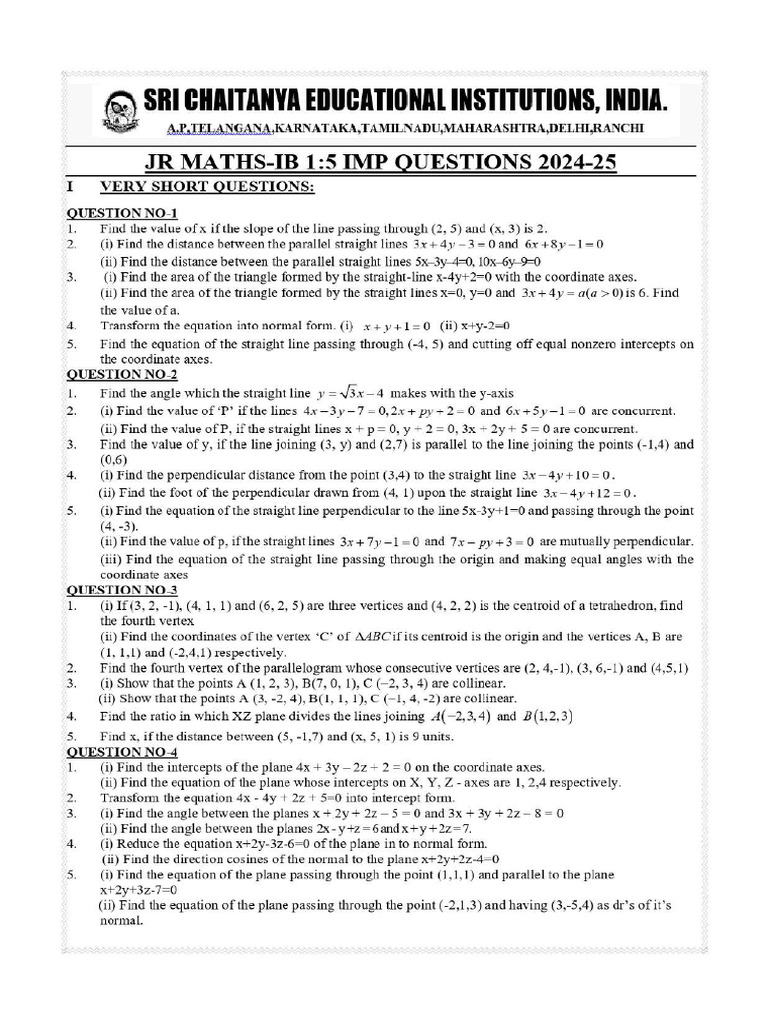 Ts JR Maths Ib Imp Questions-2024!25!1 | PDF
