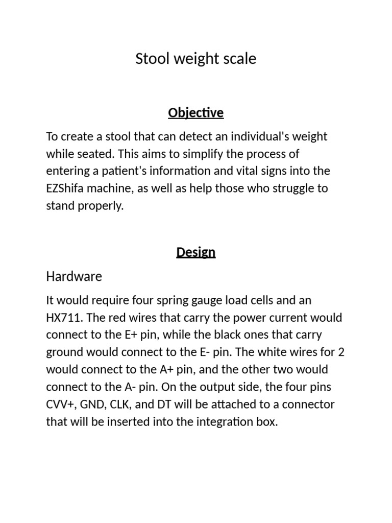 Stool Weight Scale | PDF