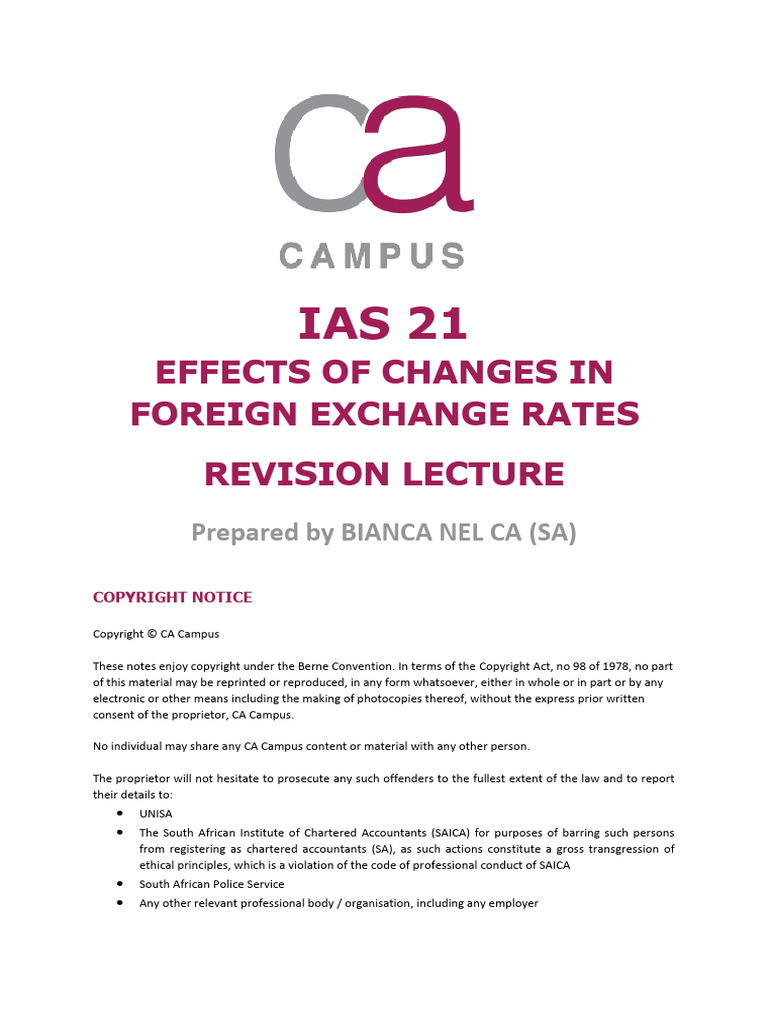 IAS 21 - Revision Page and Examples | PDF | Copyright | Exchange Rate