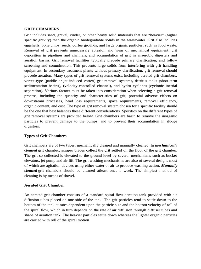 Grit vs. Detritus Tanks in Treatment | PDF | Sewage Treatment ...