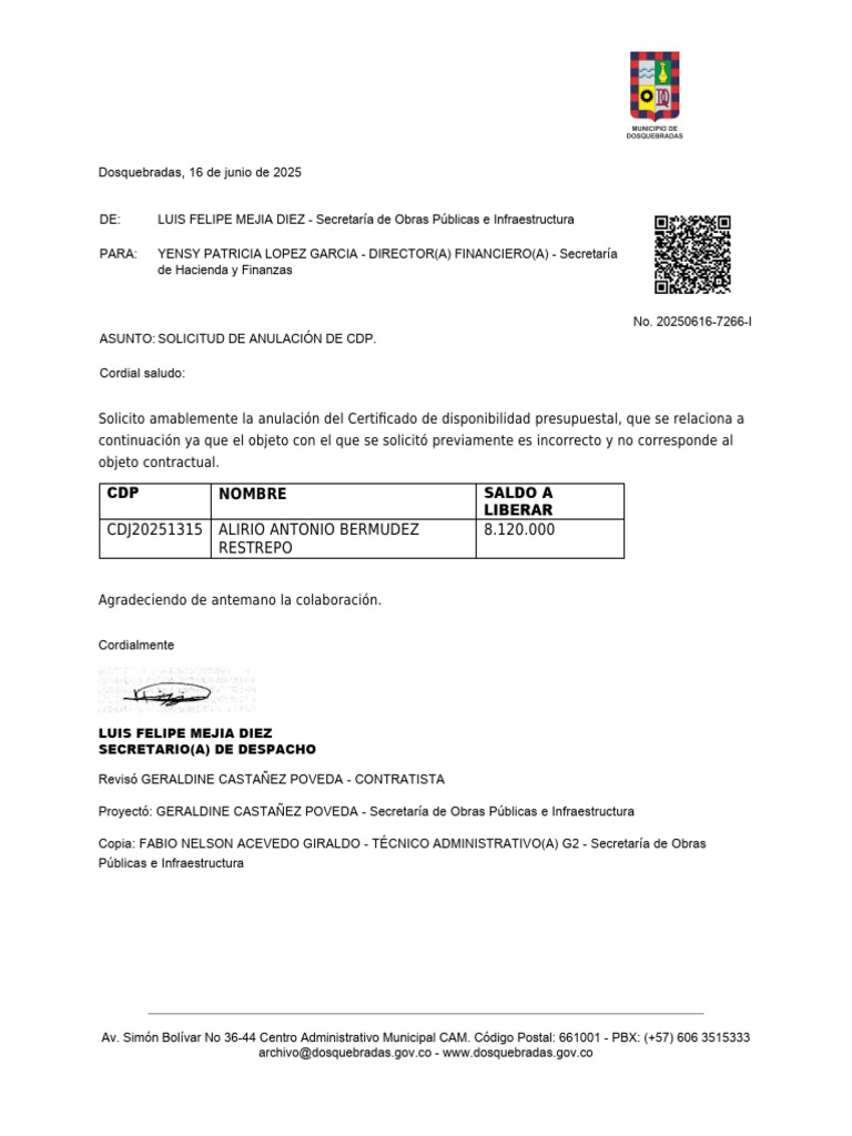 Anulacion CDP 16-06-2025 | PDF