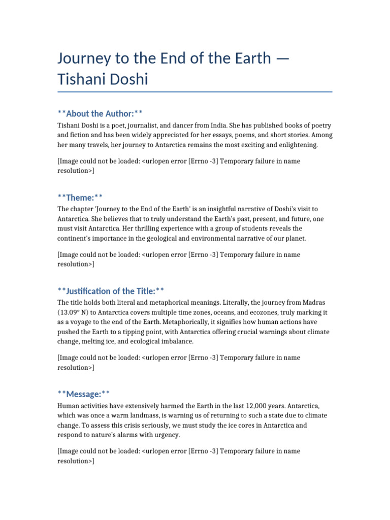 Journey To The End of The Earth Tishani Doshi | PDF | Antarctica | Oceans