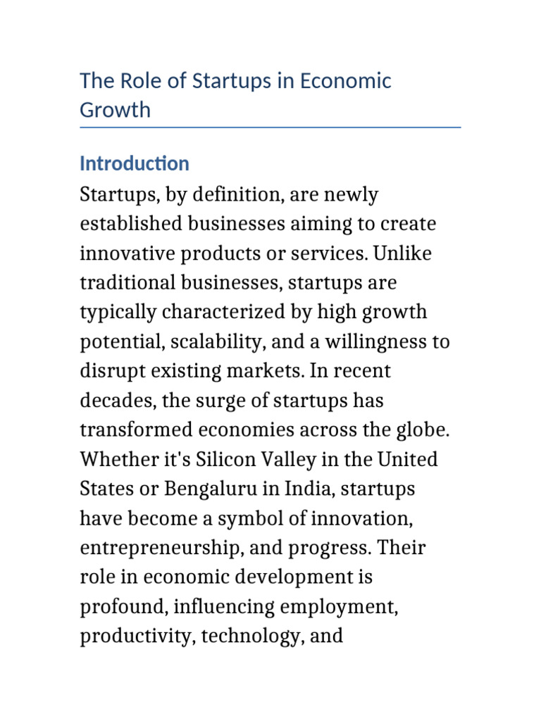 Startups: Engines of Economic Growth | PDF | Startup Company | Small ...