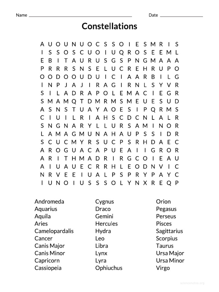 Constellations Word Search | PDF