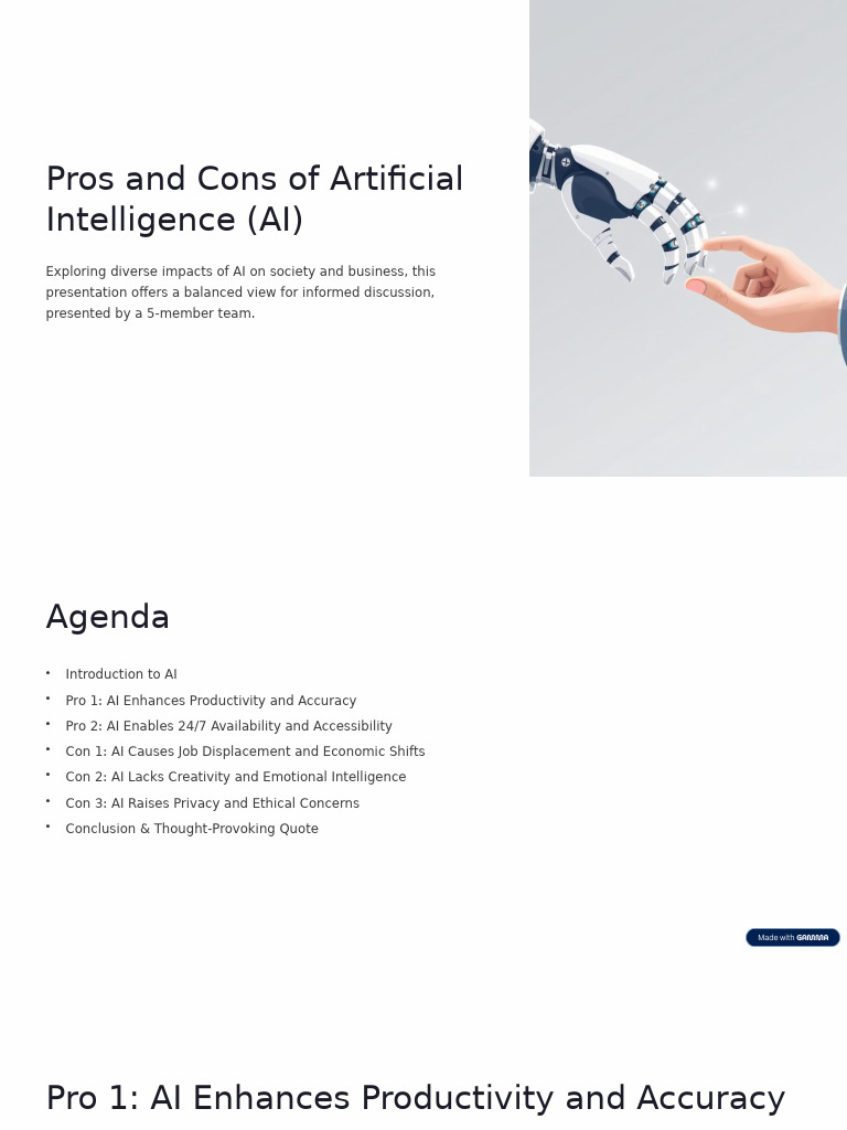 Pros and Cons of Artificial Intelligence AI | PDF | Artificial ...