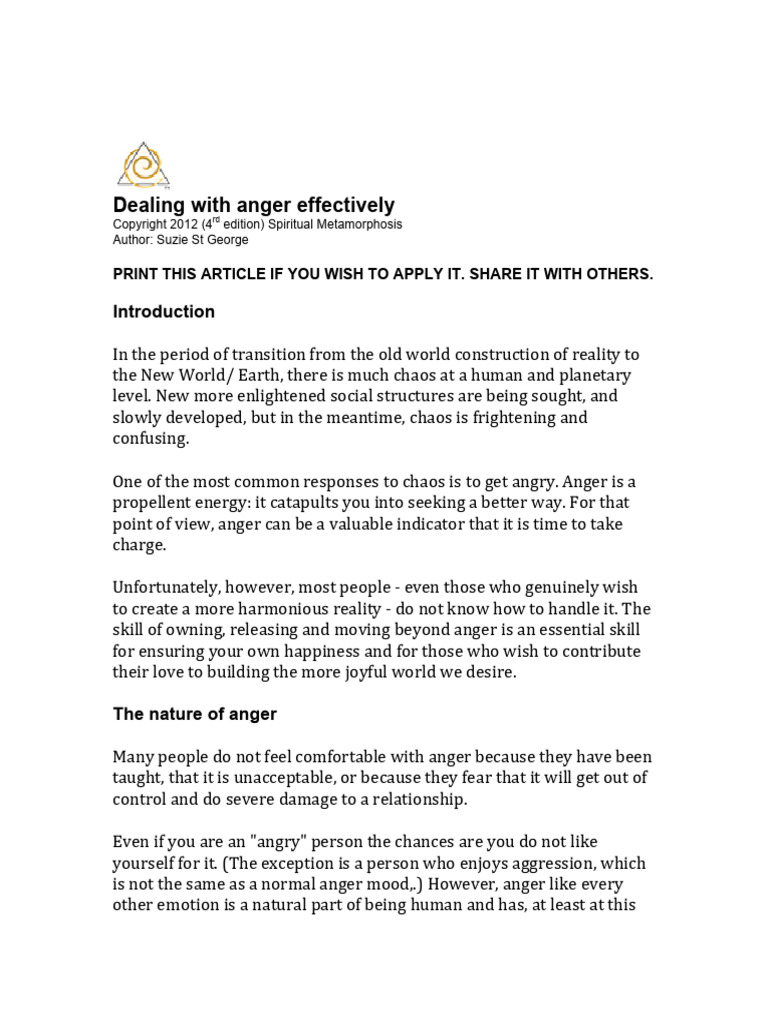 Dealing With Anger Effectively | PDF | Anger | Psychological Concepts