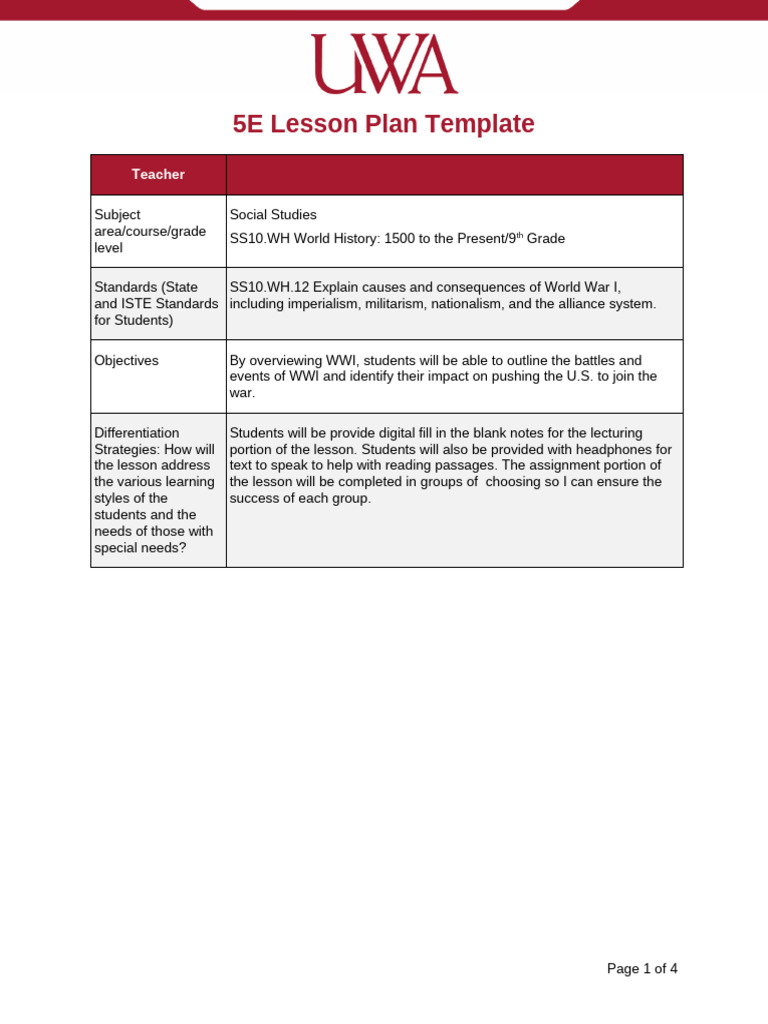 WWI Lesson Plan: The Zimmerman Telegram | PDF | Education Theory ...
