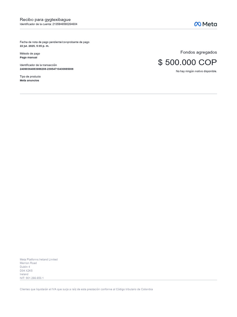 Pago META ADS GyG 22 Julio 2025 | PDF