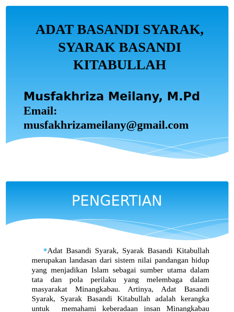 Adat Basandi Syarak dalam Masyarakat Minangkabau | PDF