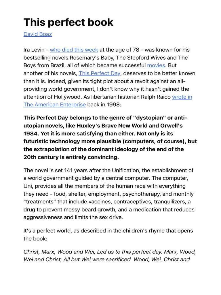 This Perfect Book - David Boaz - The Guardian | PDF | Economies