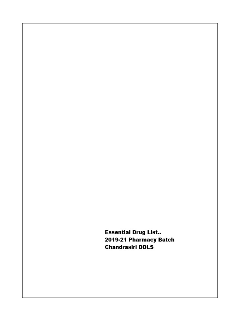 Essential Drug List: Key Medicines | PDF | Clinical Medicine | Medical ...