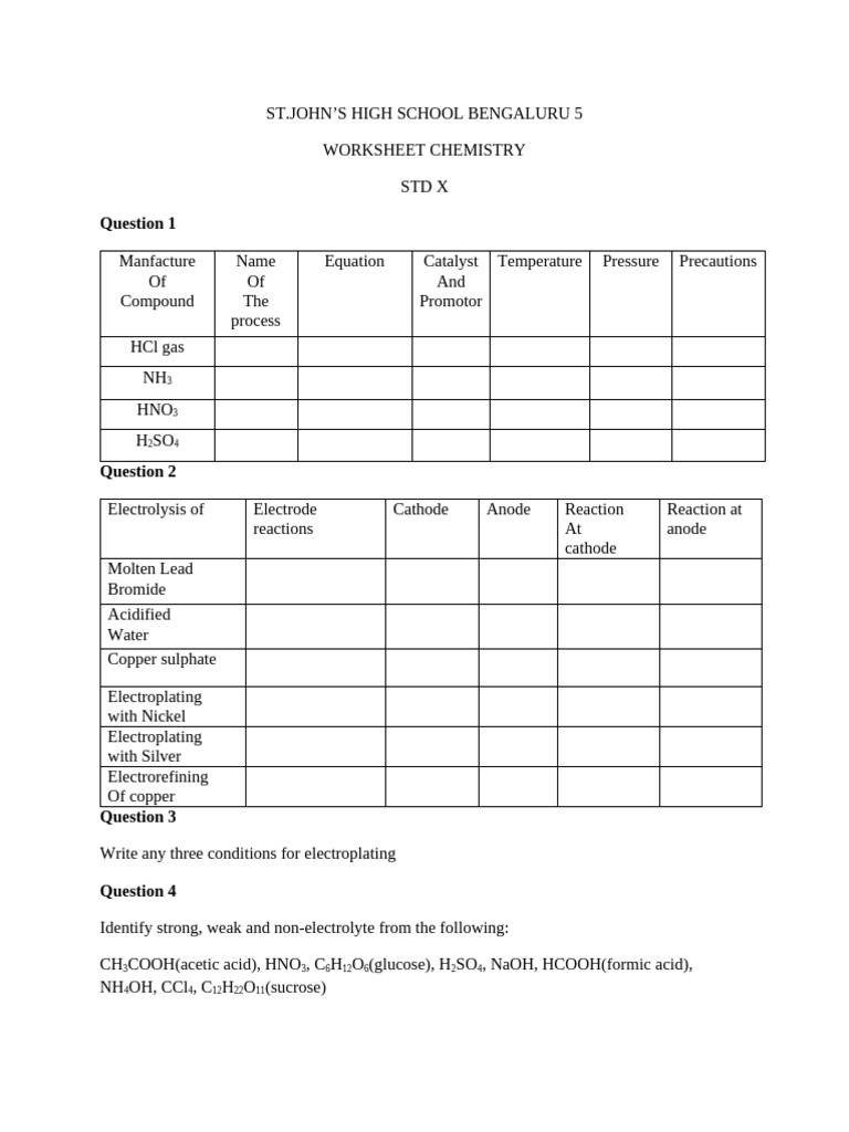 Worksheet STD X | PDF