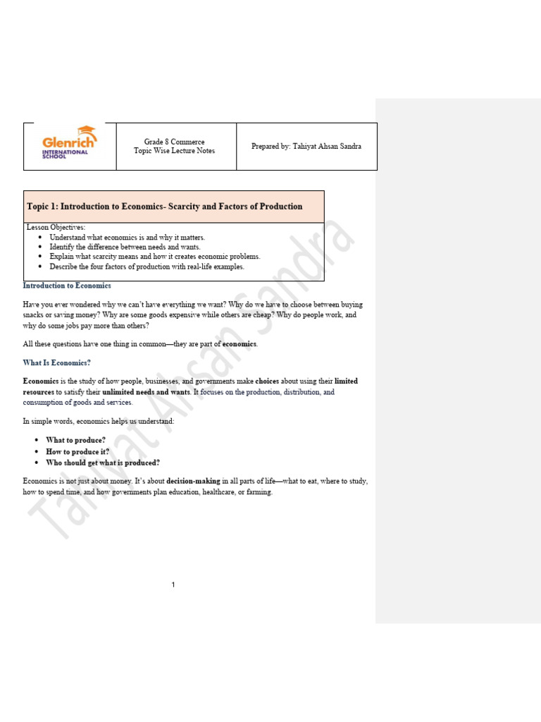 Understanding Scarcity and Production Factors | PDF | Economics | Economies