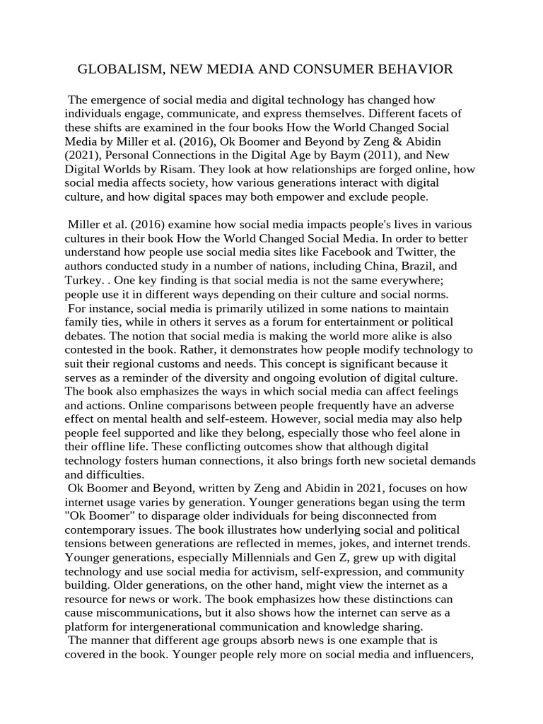Yusuf KUTLU Globalism, New Media and Consumer Behavior | PDF | Social ...
