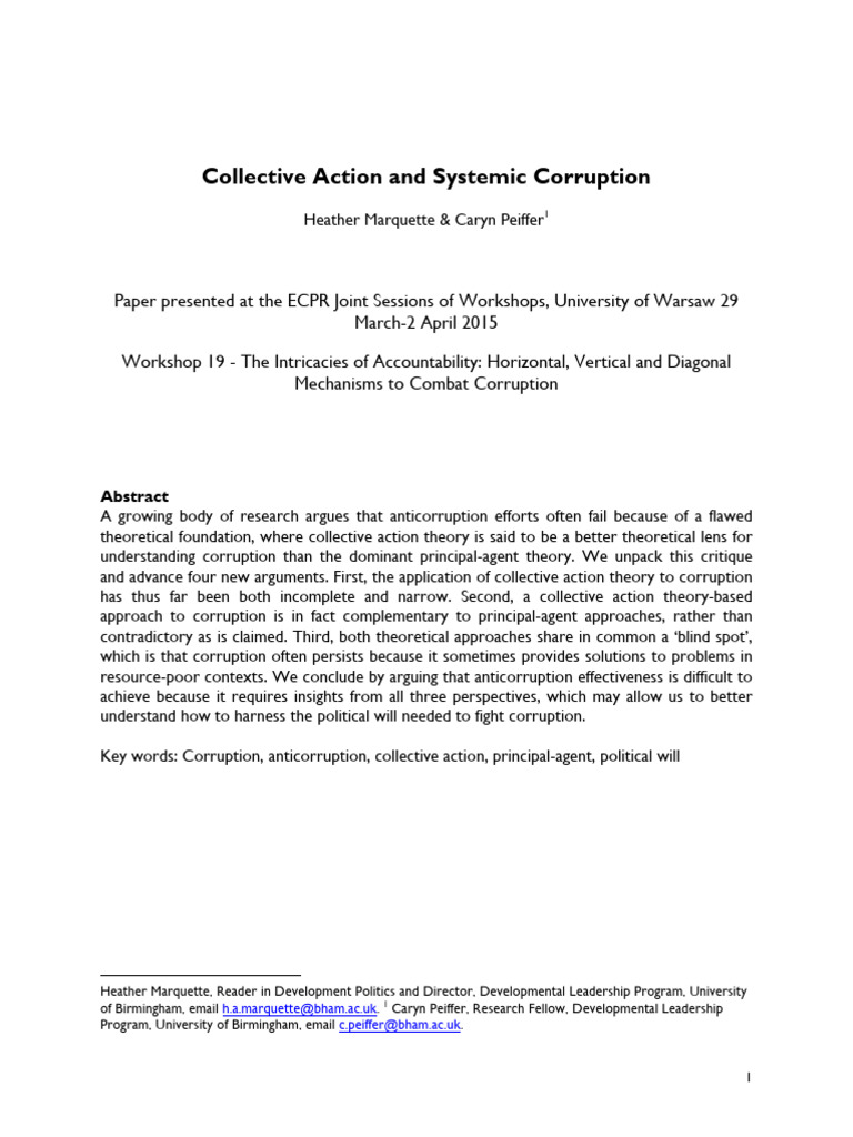 Collective Action in Corruption Theory | PDF | Theory | Corruption