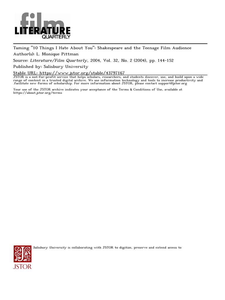 Shakespeare and Teen Film Responses | PDF | The Taming Of The Shrew